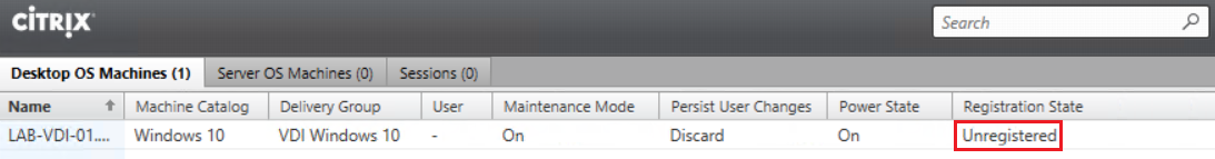 Citrix XenDesktop - Clé de registre DDC pour machine "Unregistered ...